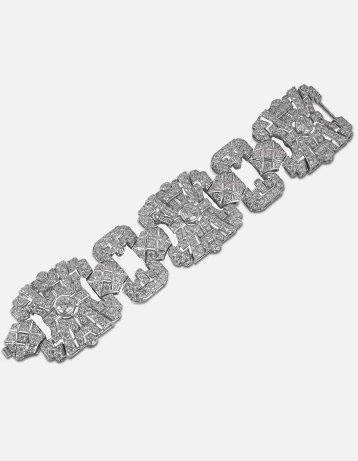 solid 925 sterling silver Art Deco Style Broad Statement Bracelet for women